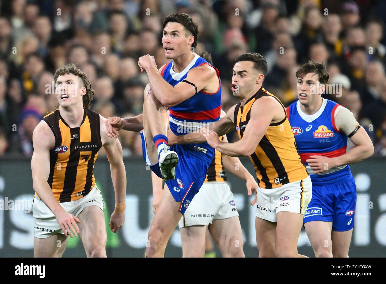 Melbourne, Australia. 06th Sep, 2024. Sam Darcy of Western Bulldogs ...