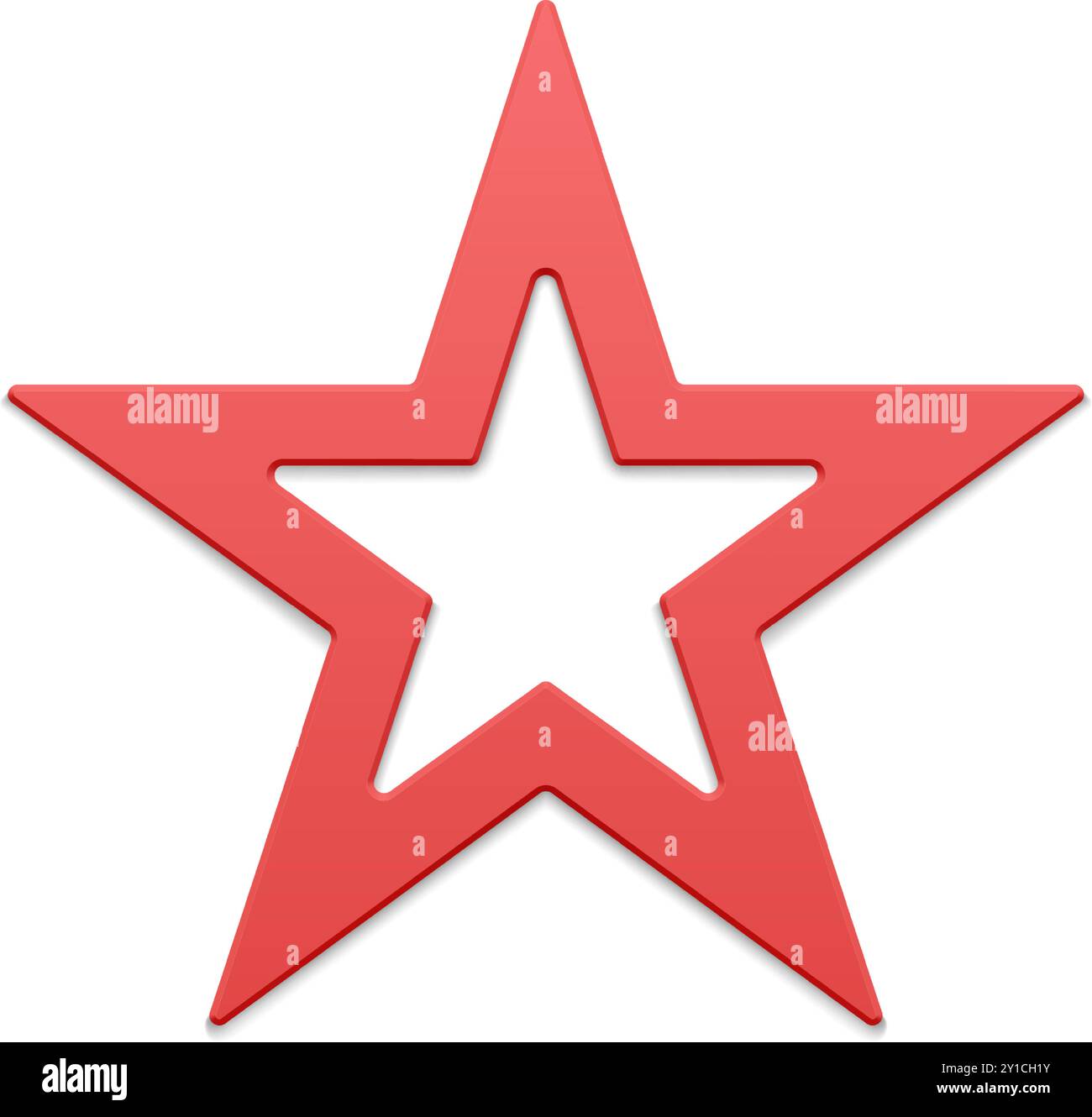 Red realistic five pointed star outline border glossy Christmas luxury ...