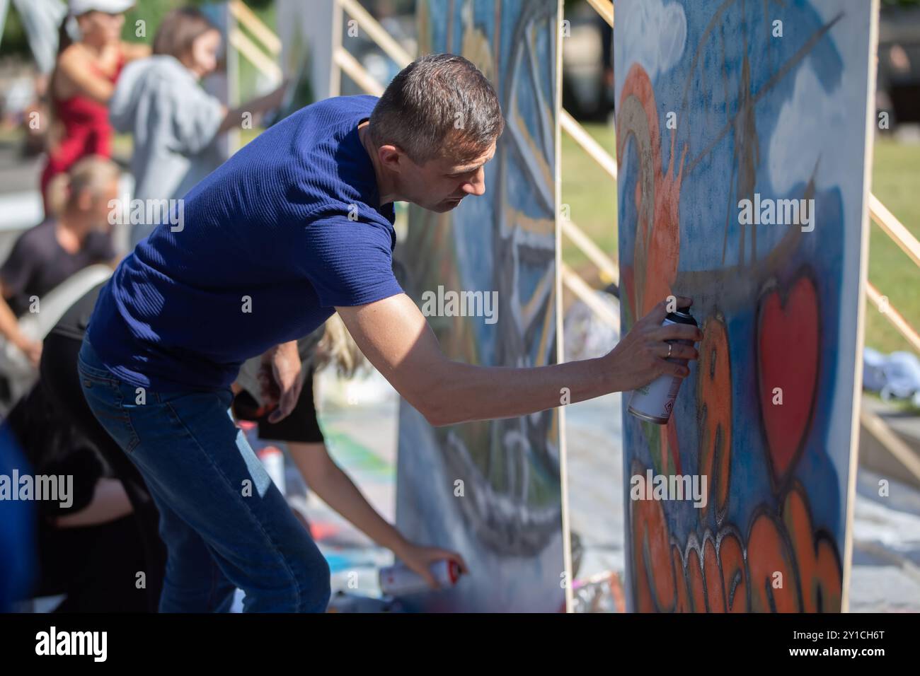 September 16, 2023. Belarus. Gomel city. A celebration of graffiti art ...