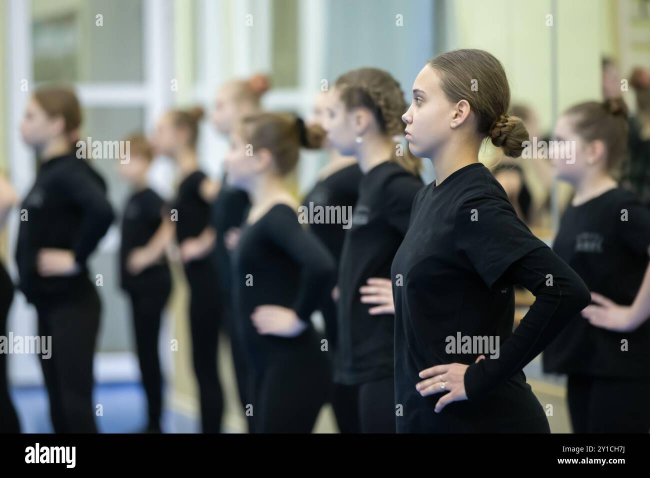 Teenage girls are engaged in choreography school Stock Photo - Alamy