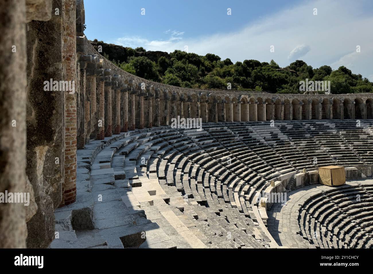 Roman amphitheater in an ancient city castle, detail of old stone walls ...
