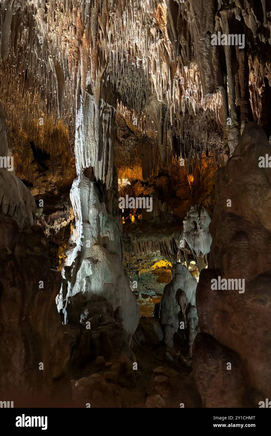Cave wall, interior of the beautiful cave, abstract background and ...