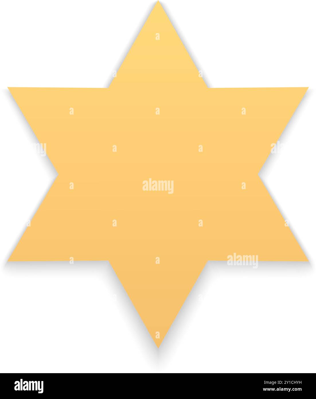Realistic golden matte six pointed asterisk with shadow insignia award ...