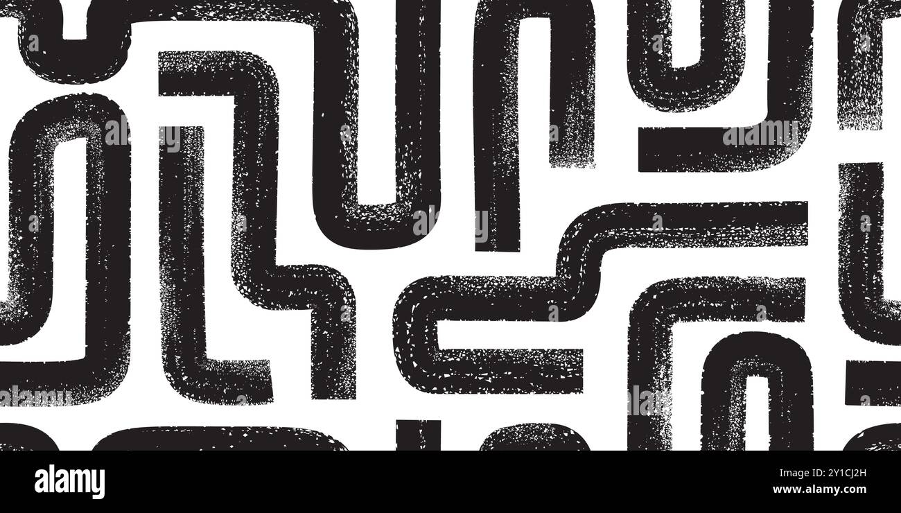 Bold marker, brush lines vector seamless pattern. Black grunge strokes ...