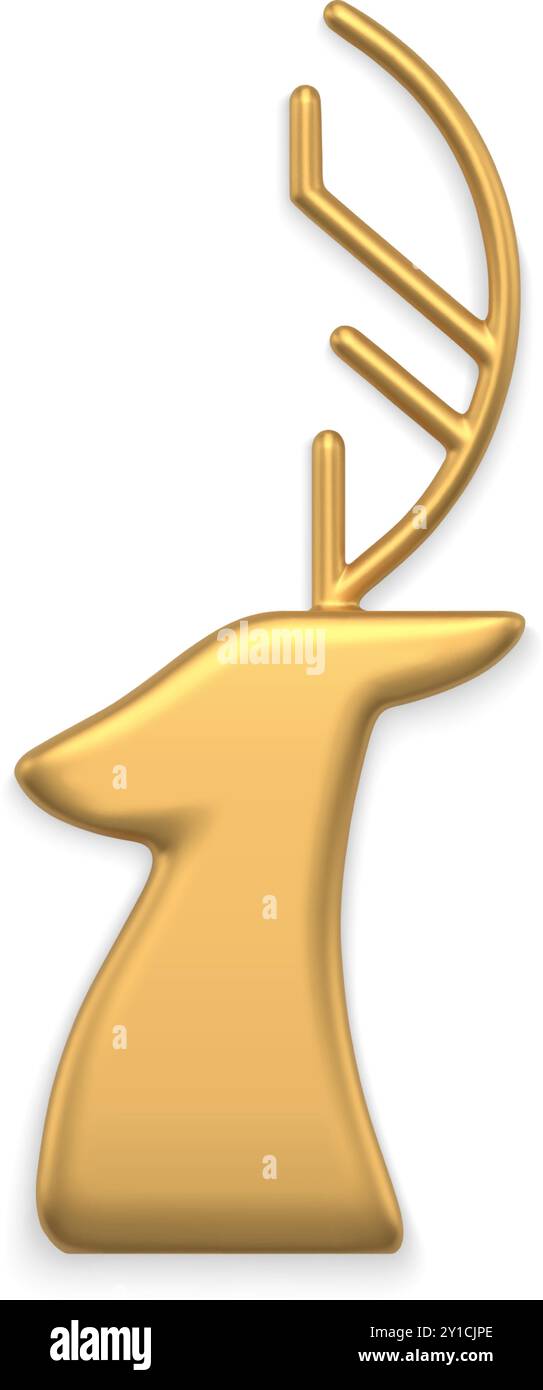 Luxury golden north deer head with horns traditional Christmas bauble ...