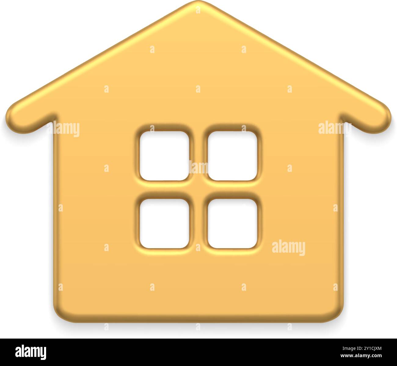 Luxury golden metallic rustic hut with window and triangle roof ...