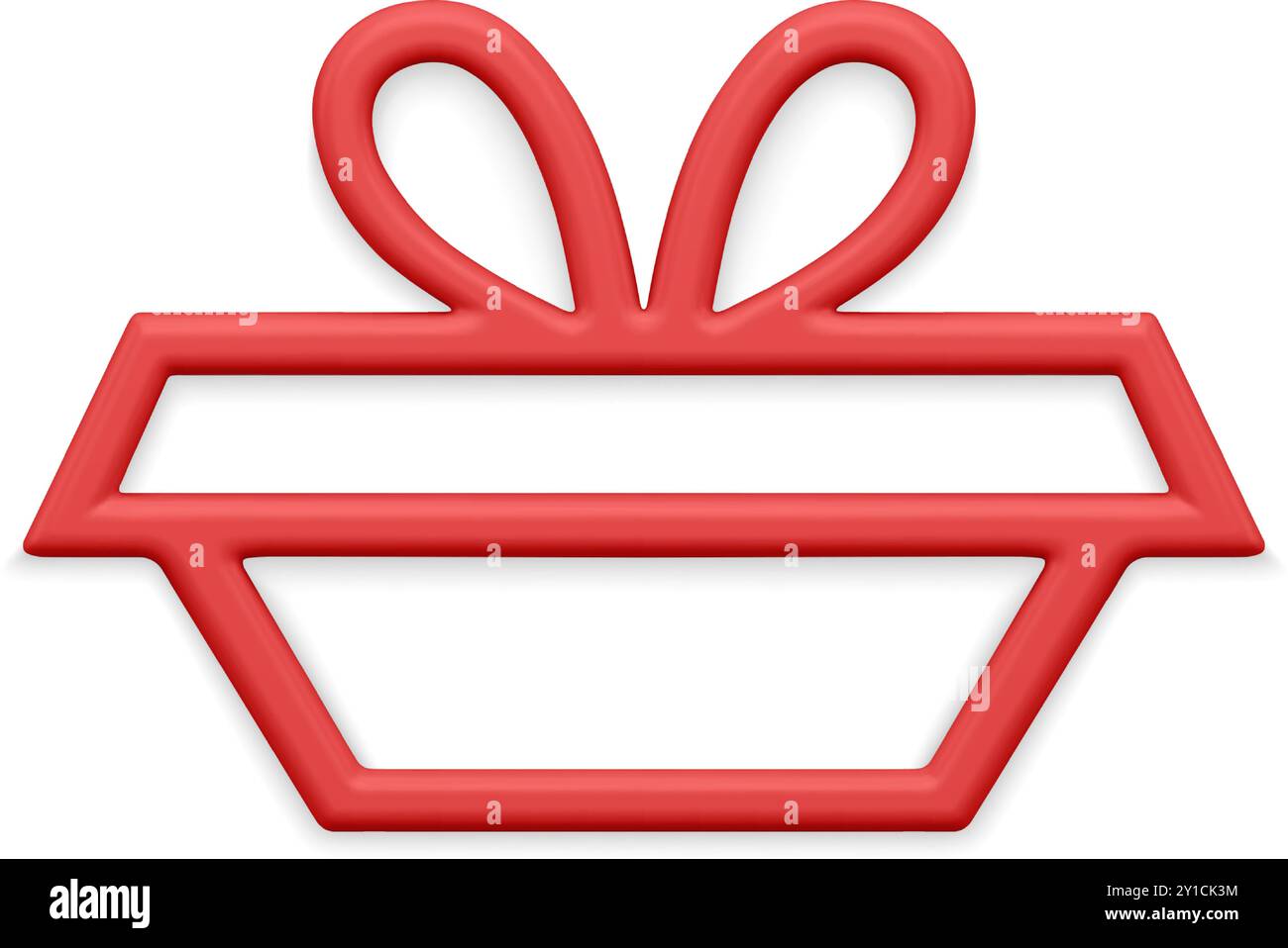 Classic red trapezoid shape contoured gift box decorated by bow for ...