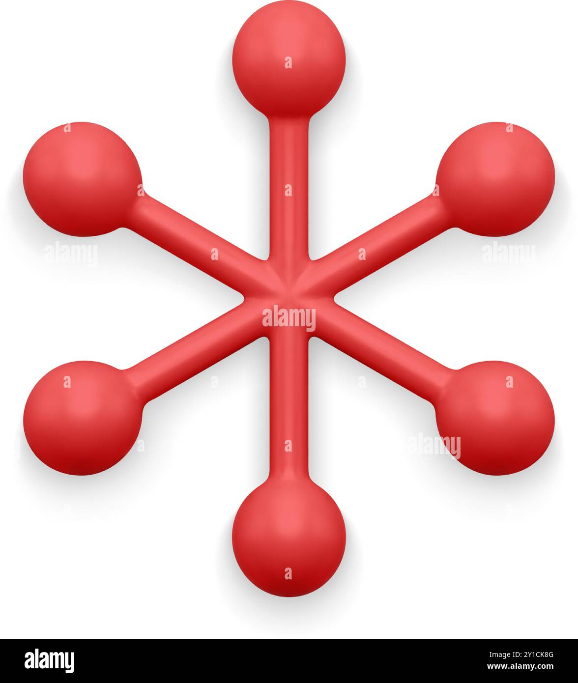 Classic red abstract asterisk ornamental decor symbol of festive holiday celebration 3d template ...
