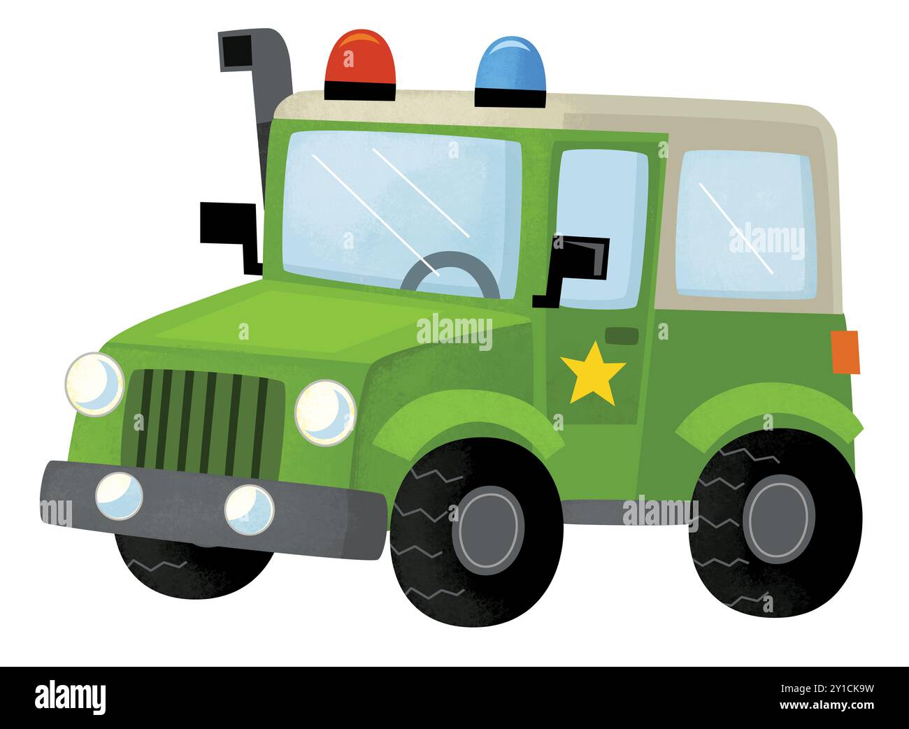 cartoon scene with off road policeman police car like sheriff isolated ...