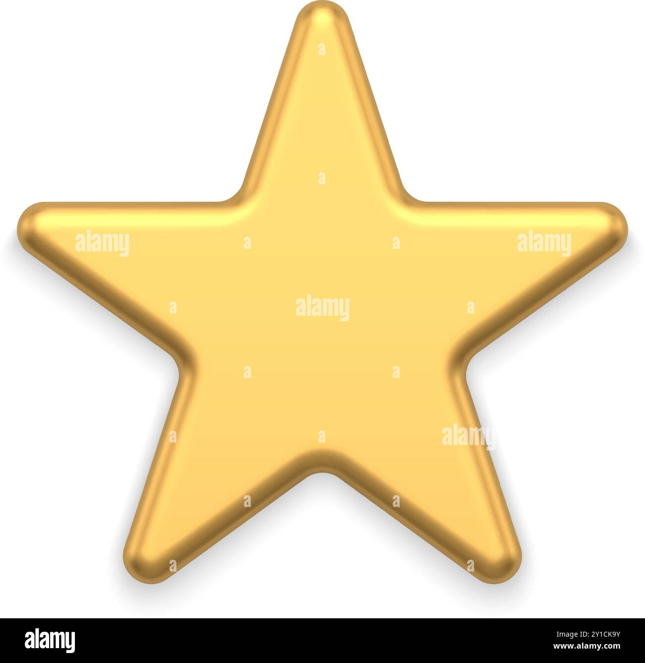 Premium five pointed star realistic metallic golden bauble for festive ...