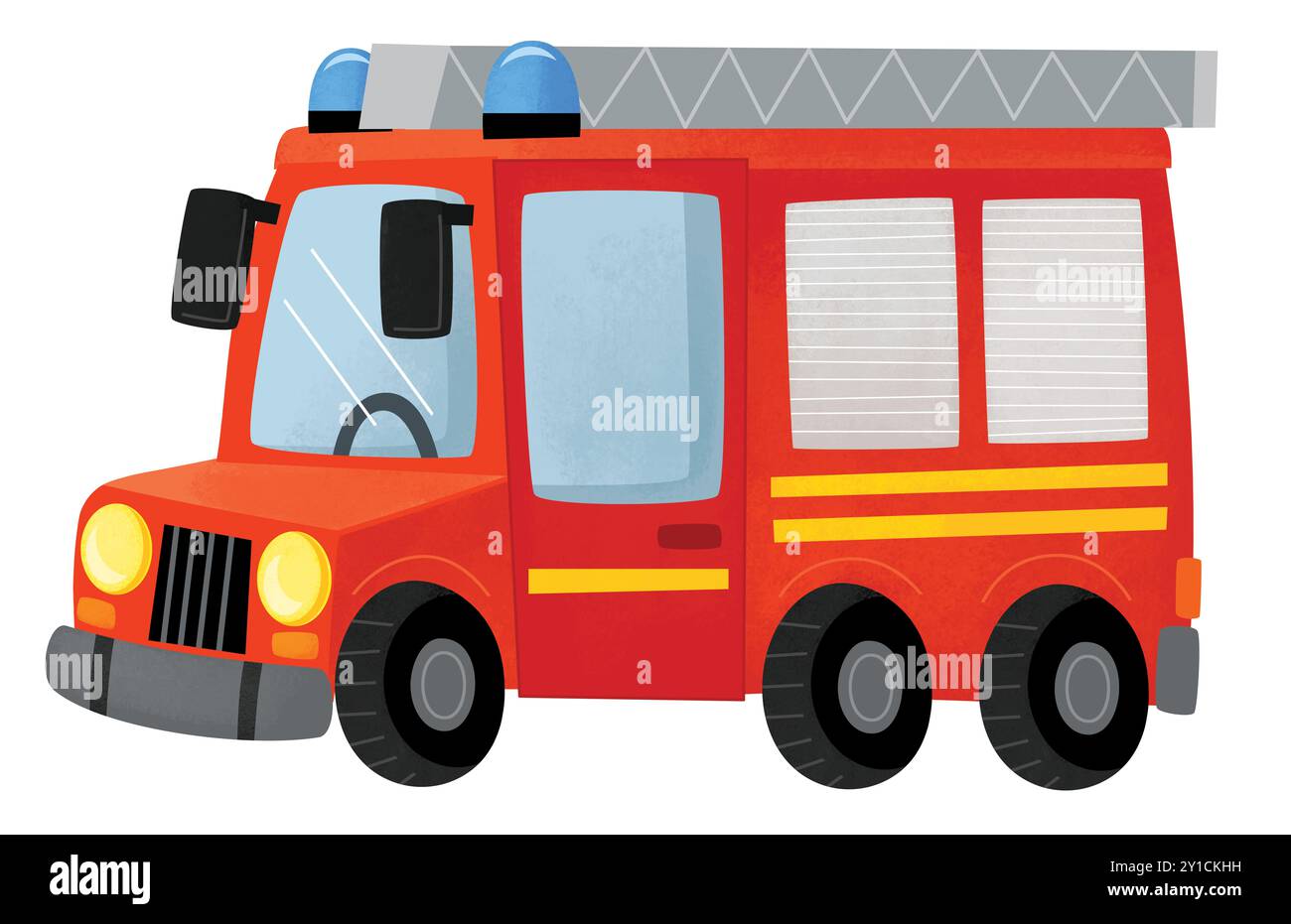 cartoon scene with firetruck fire brigade car heavy duty truck isolated ...