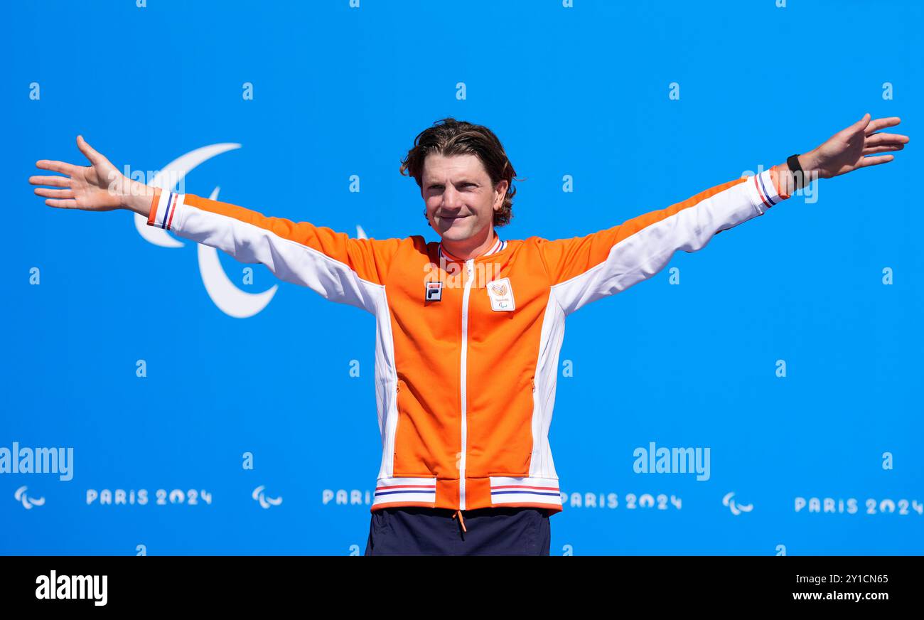 Netherland's Martin van de Pol with hi bronze medal won in the Men's C4 ...