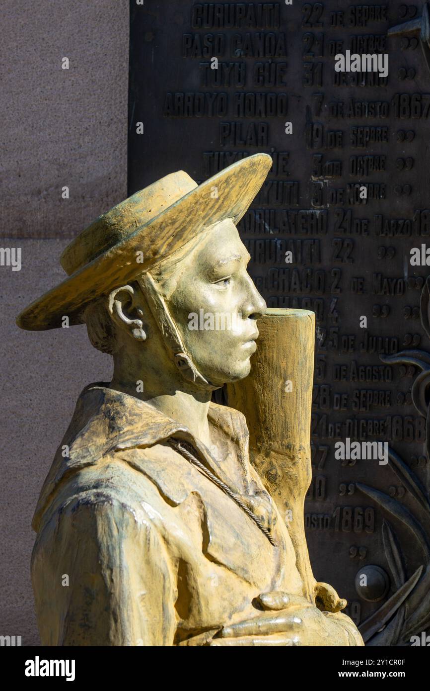 A statue of a sailor at the Pantheon of the Warriors of the Paraguay ...