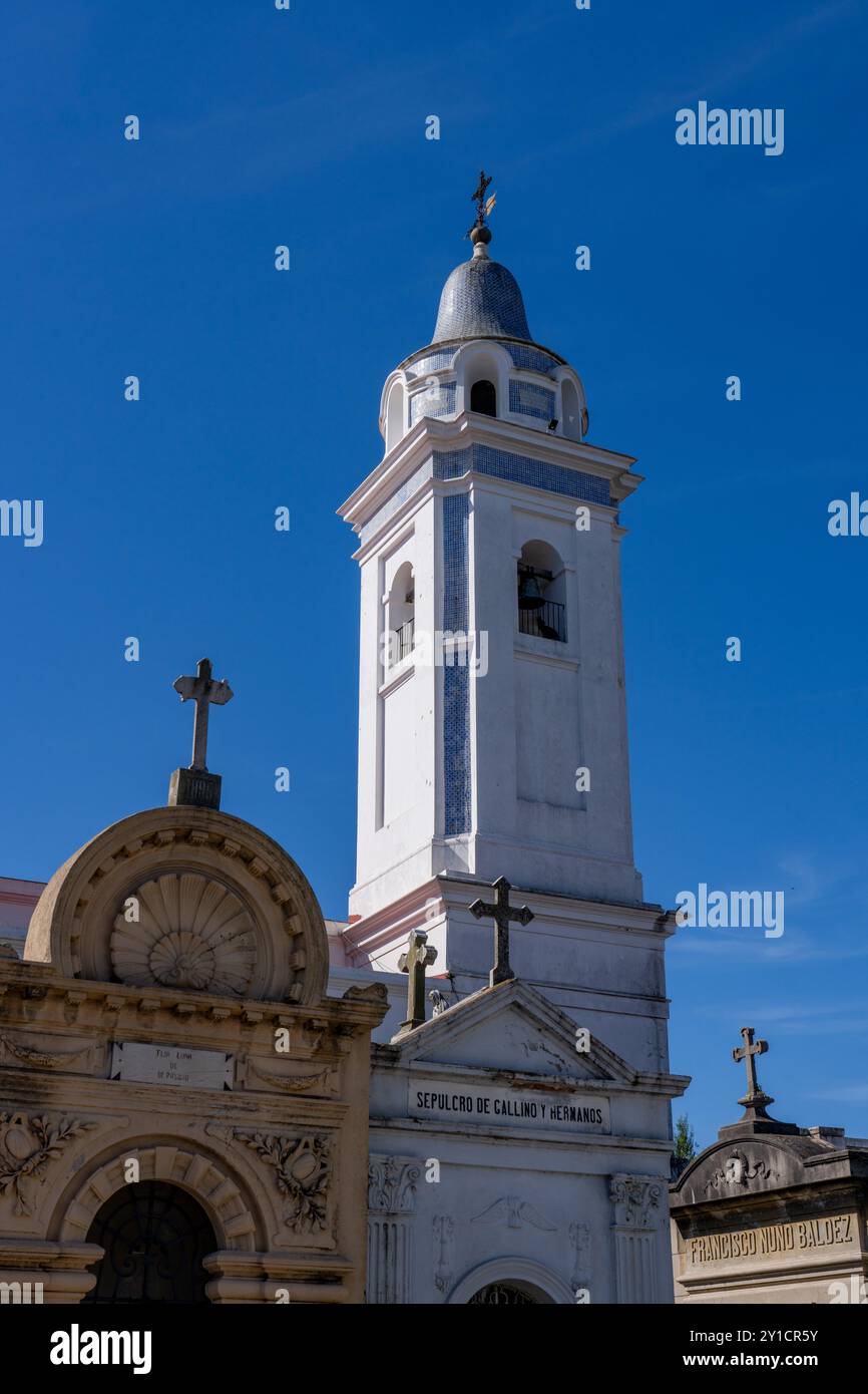 Bell tower of the Basilica de Nuestra Senora del Pilar behind the ...