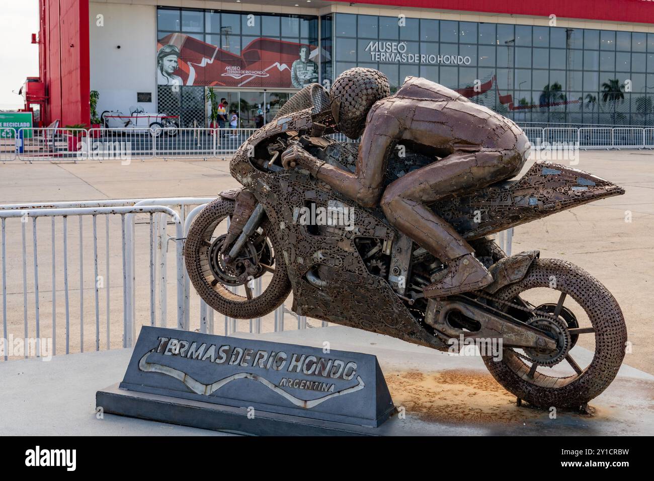 Welded metal sculpture of motorcycle racer Valentino Rossi at the ...