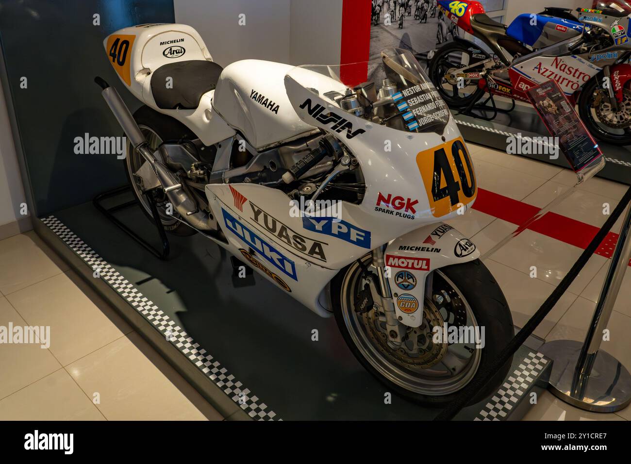 A 1991 Yamaha TZ 250 racing motorcycle in the Automobile Museum of ...