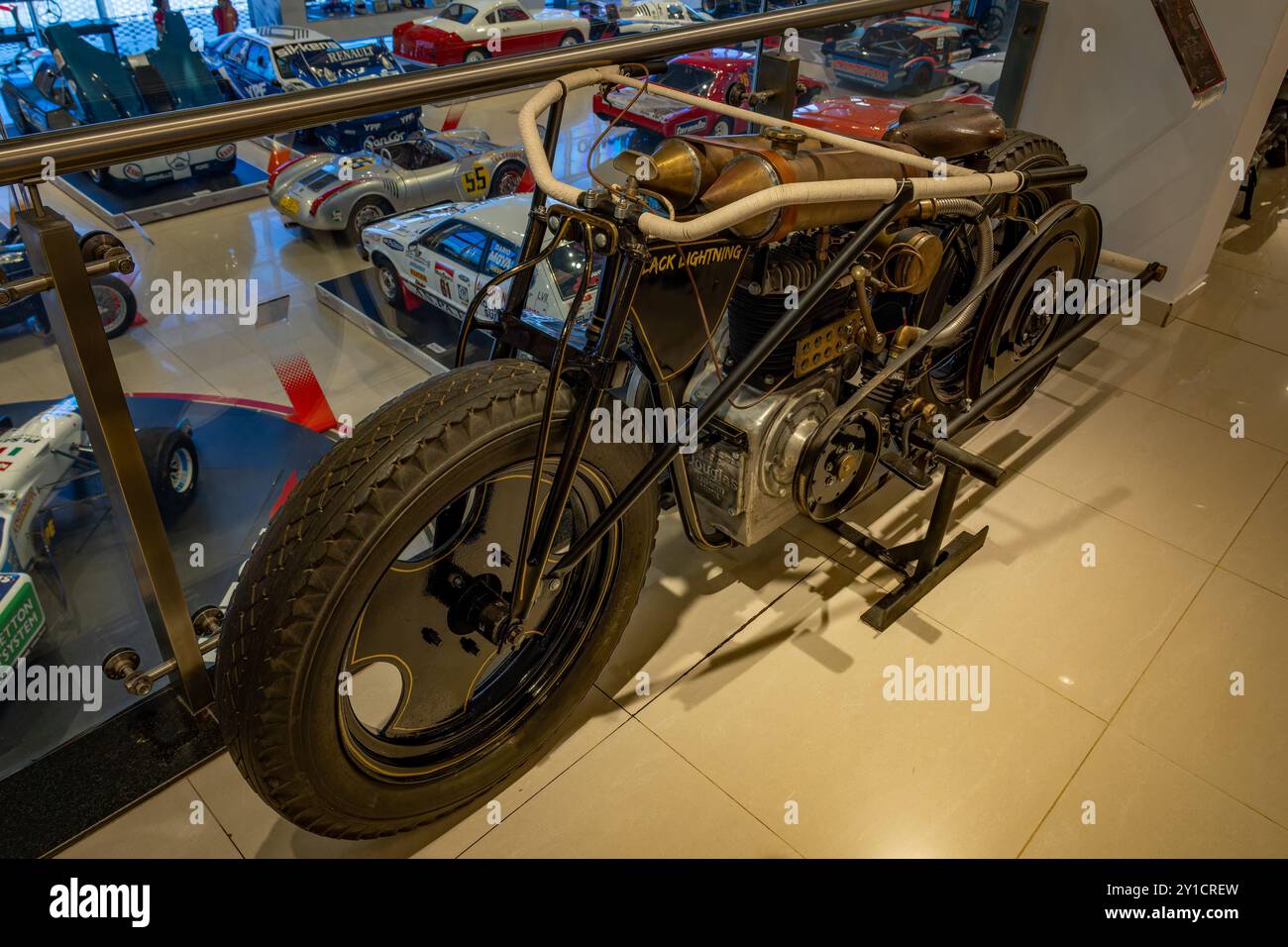 A vintage 1920 Douglas motorcycle in the Automobile Museum of Termas de ...