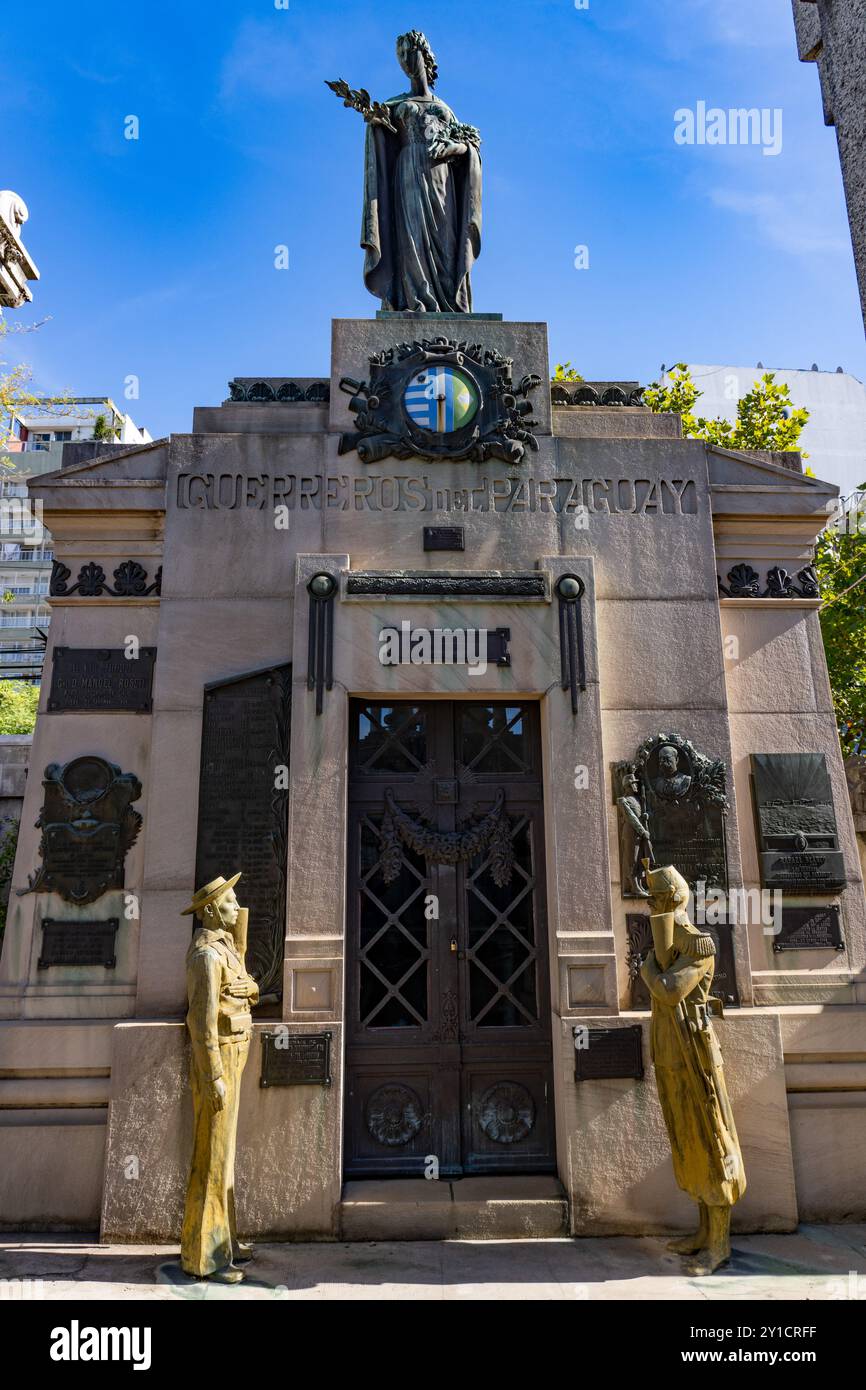 Statues on the Pantheon of the Warriors of the Paraguay War in Recoleta ...