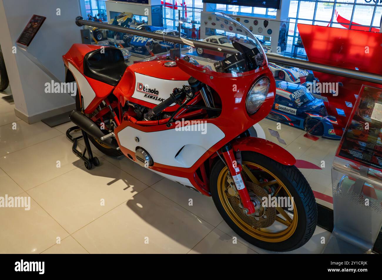 A 1979 Kawasaki Bimoto racing motorcycle in the Automobile Museum of ...