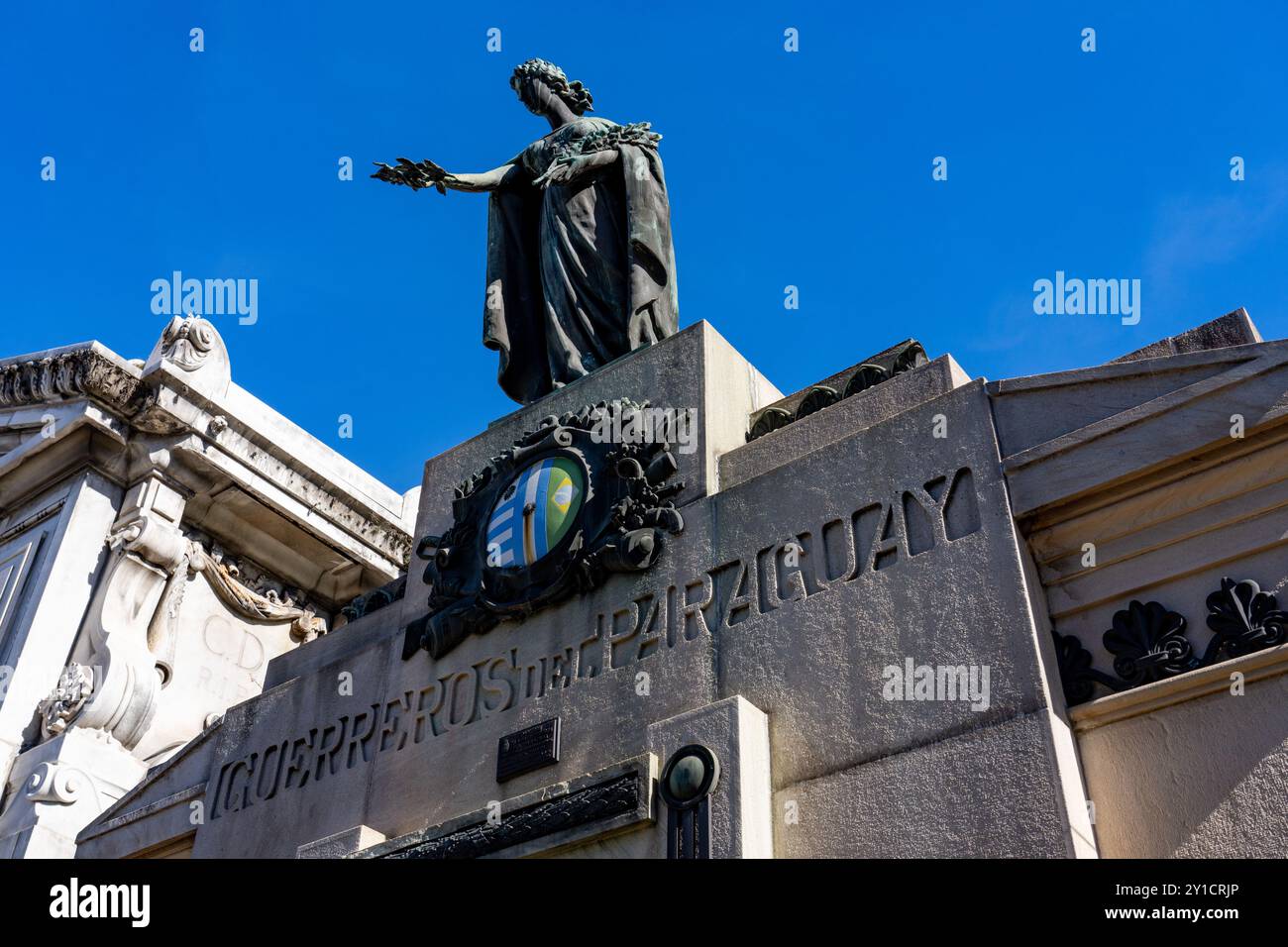 Statue on the Pantheon of the Warriors of the Paraguay War in Recoleta ...