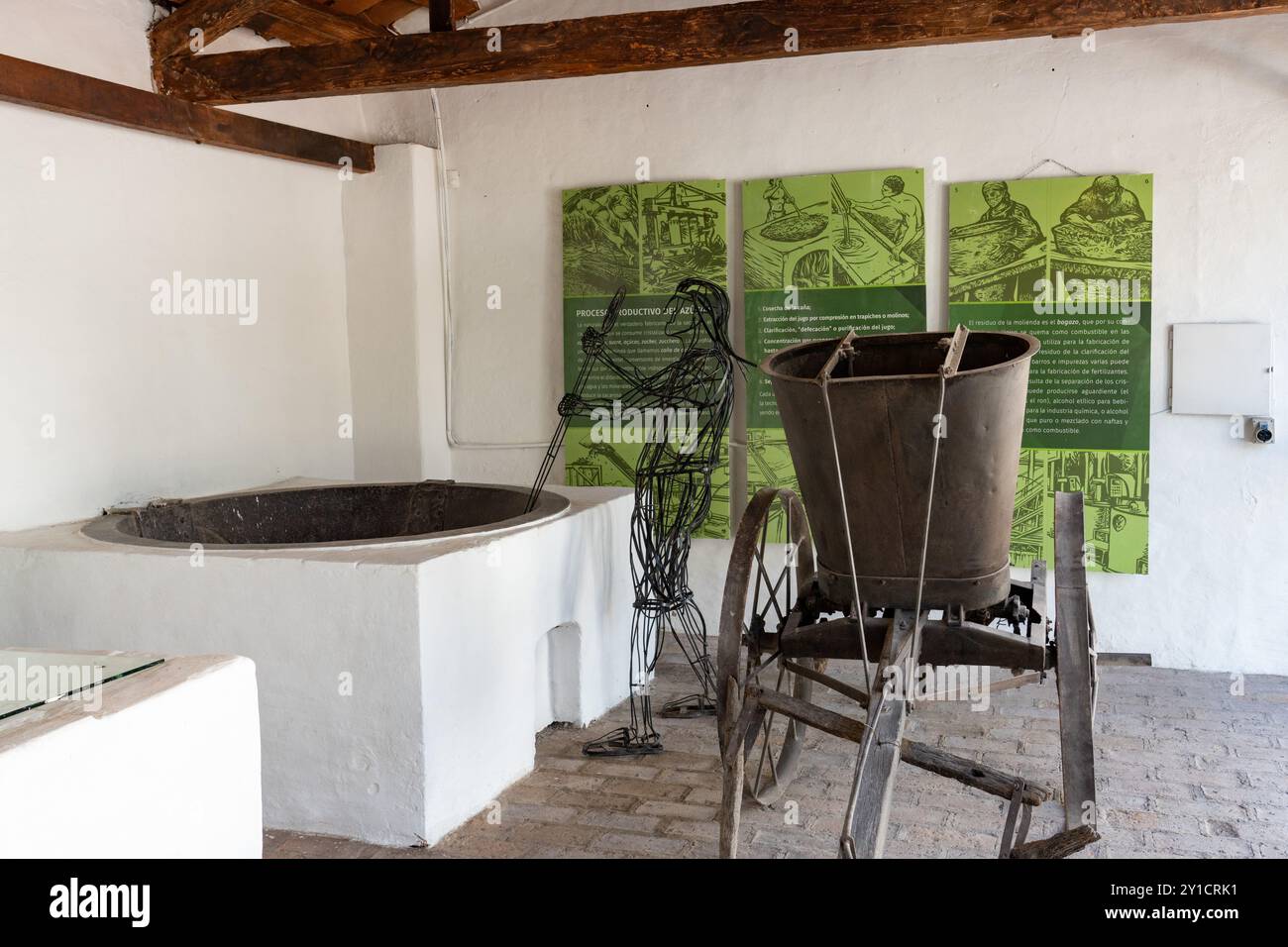 Metal sculpture of a man boiling down sugar cane in the Museum of the ...
