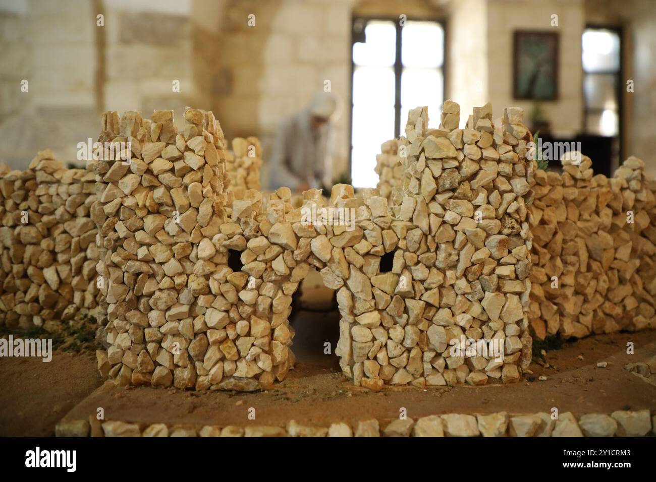 Artist Nora Jardaneh, from Nablus, designs models of the city of Nablus ...