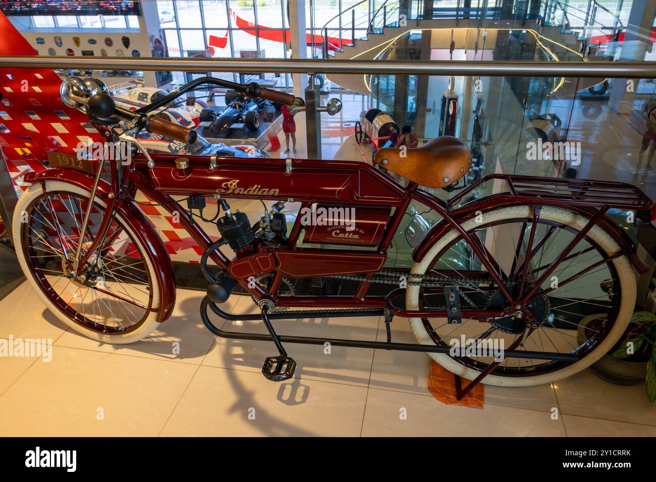 A custom-built replica of a 1912 Indian motorcycle in the Automobile ...