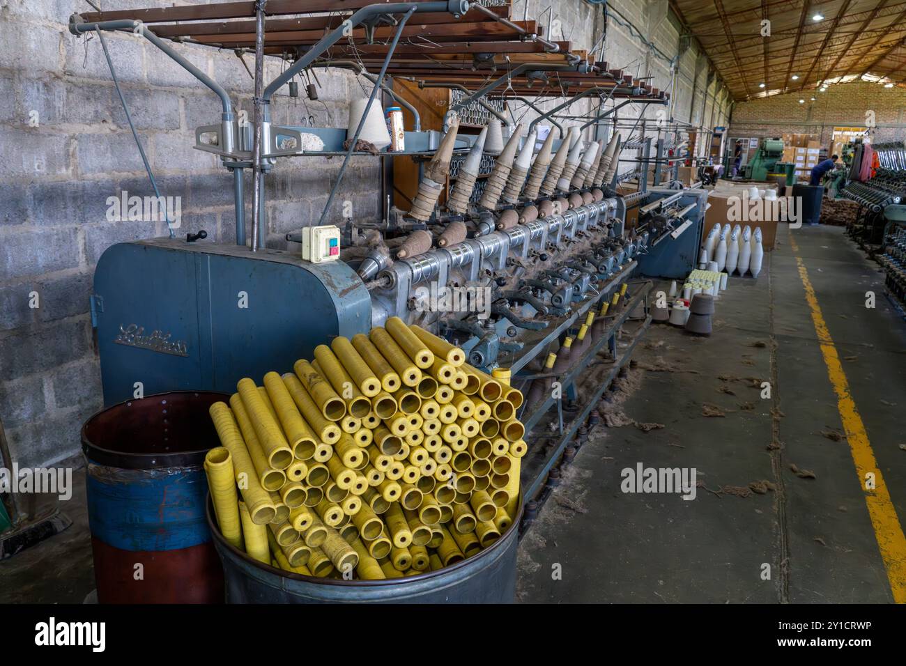 Empty thread bobbins to be reused for winding thread at Hilandería ...