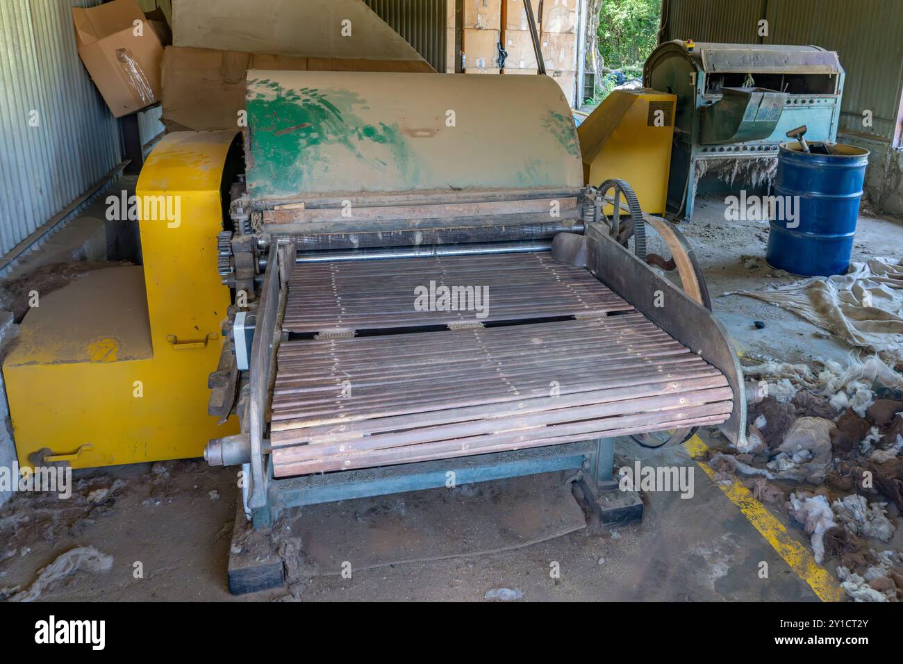 The first wool cleaning machine at Hilandería Warmi, a weaving mill in ...