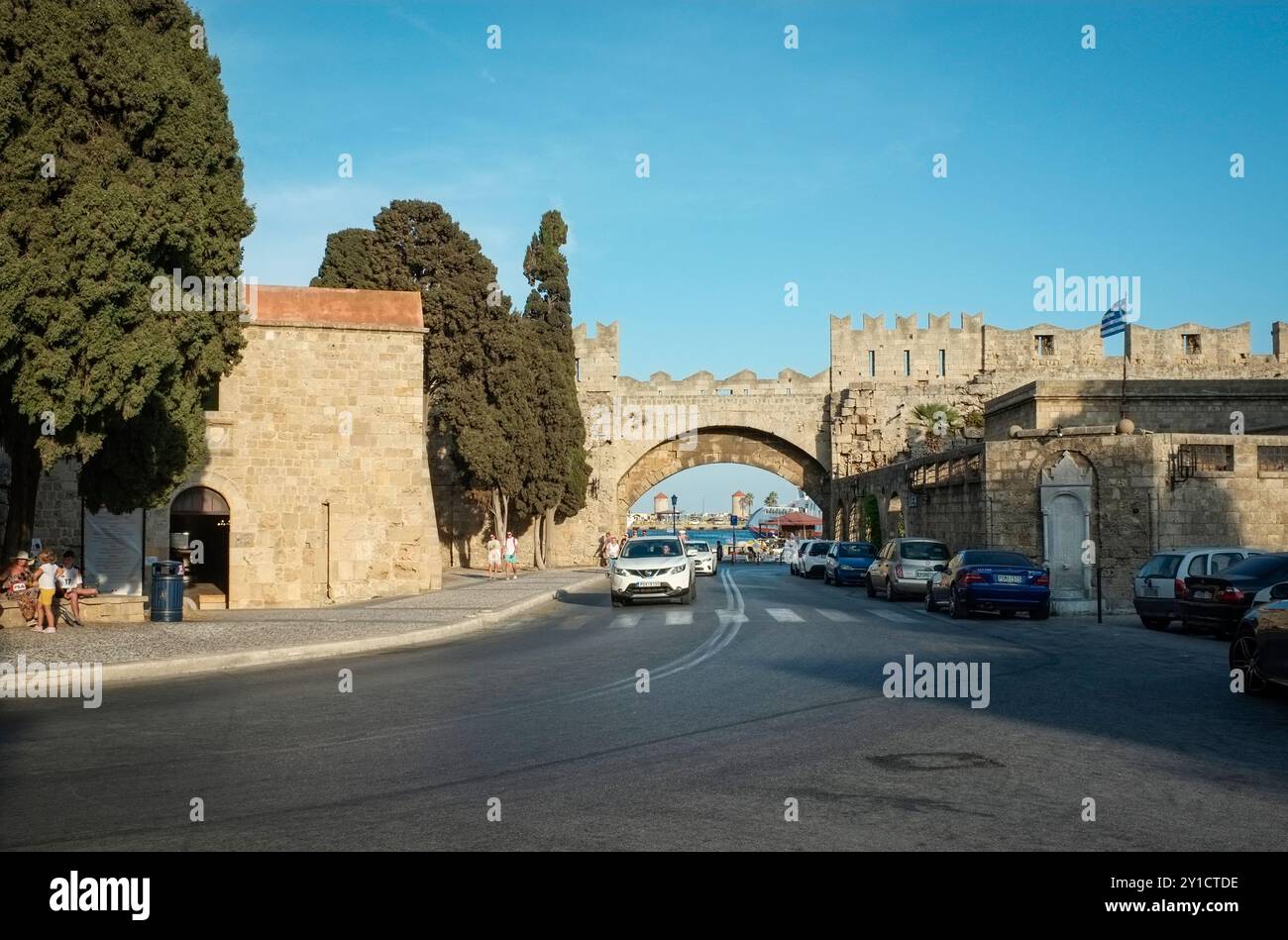 Liberty Gate in The Medieval walled city of Rhodes, Greece, Dodecanese ...