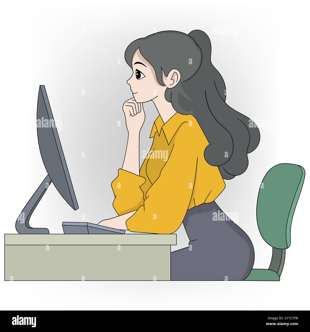 Professional woman intently typing Cut Out Stock Images & Pictures - Alamy