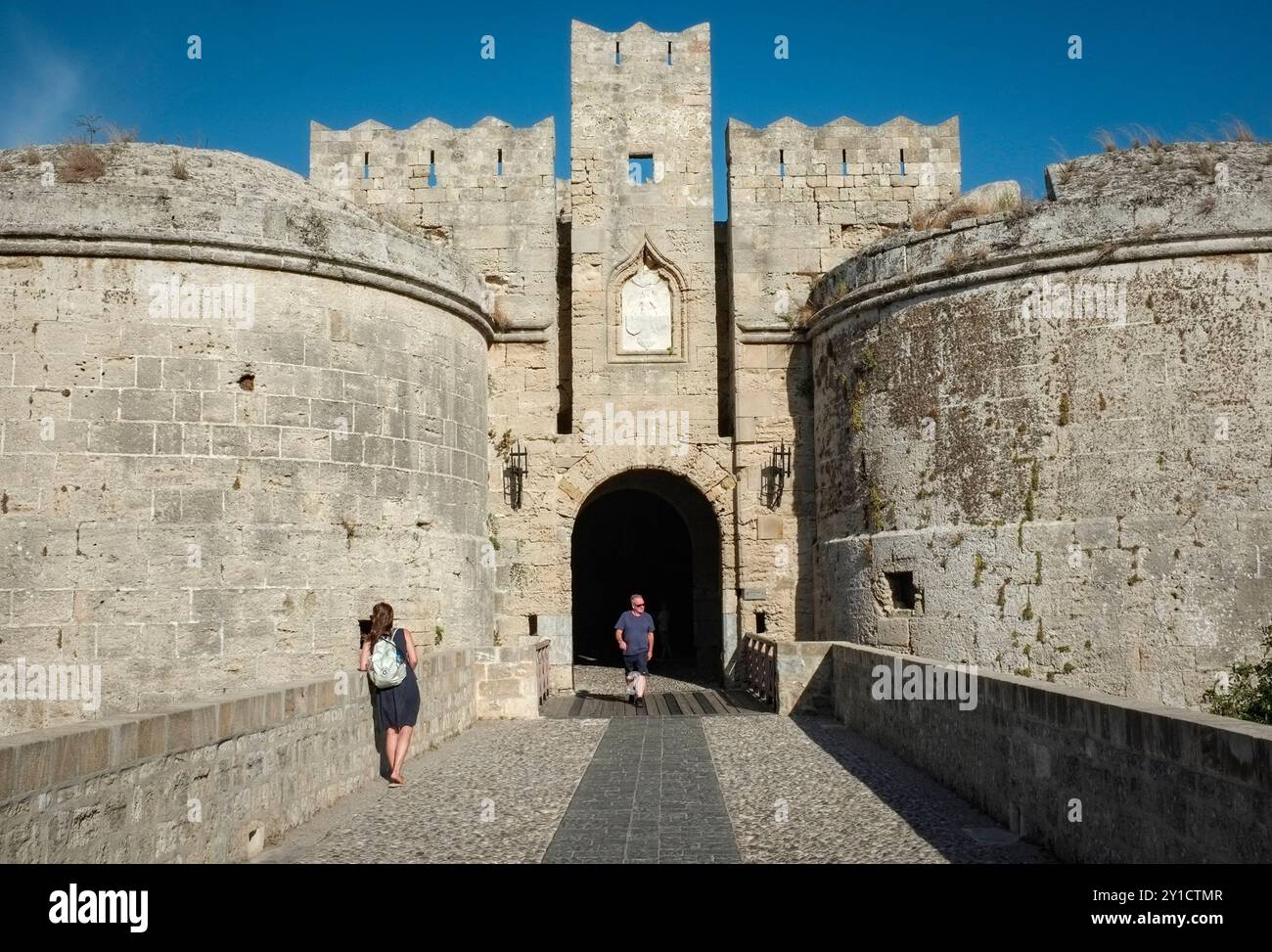 The Gate d’Amboise, an entrance of The Medieval walled city of Rhodes ...