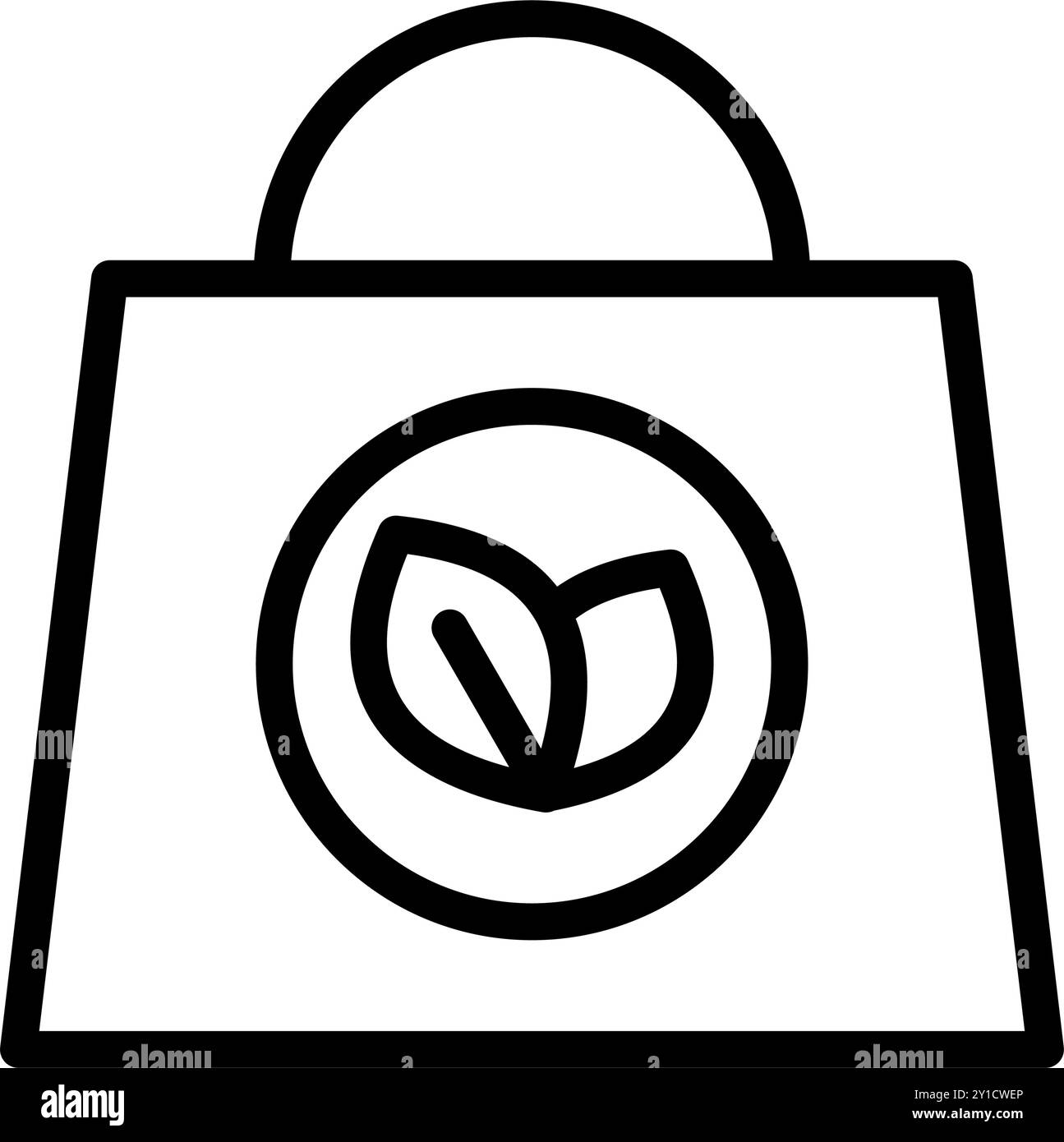 Icon line paper bag leaf ecology, nature go green and save earth ...