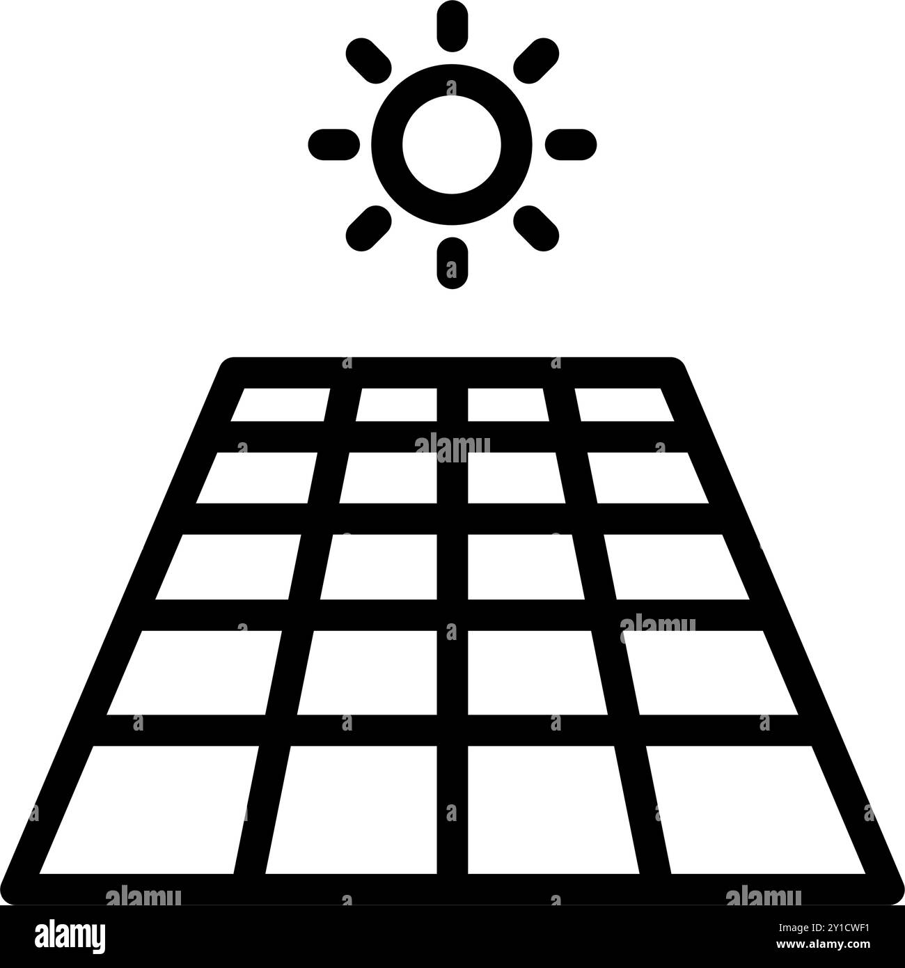 Icon line solar panel and sun, nature go green and save earth. Editable ...