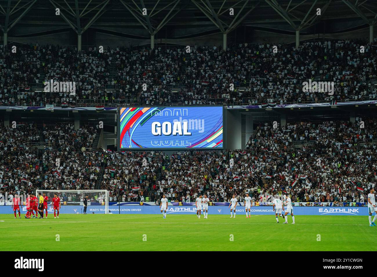 Basra, Iraq. 05th Sep, 2024. Iraqi players celebrate their first goal ...