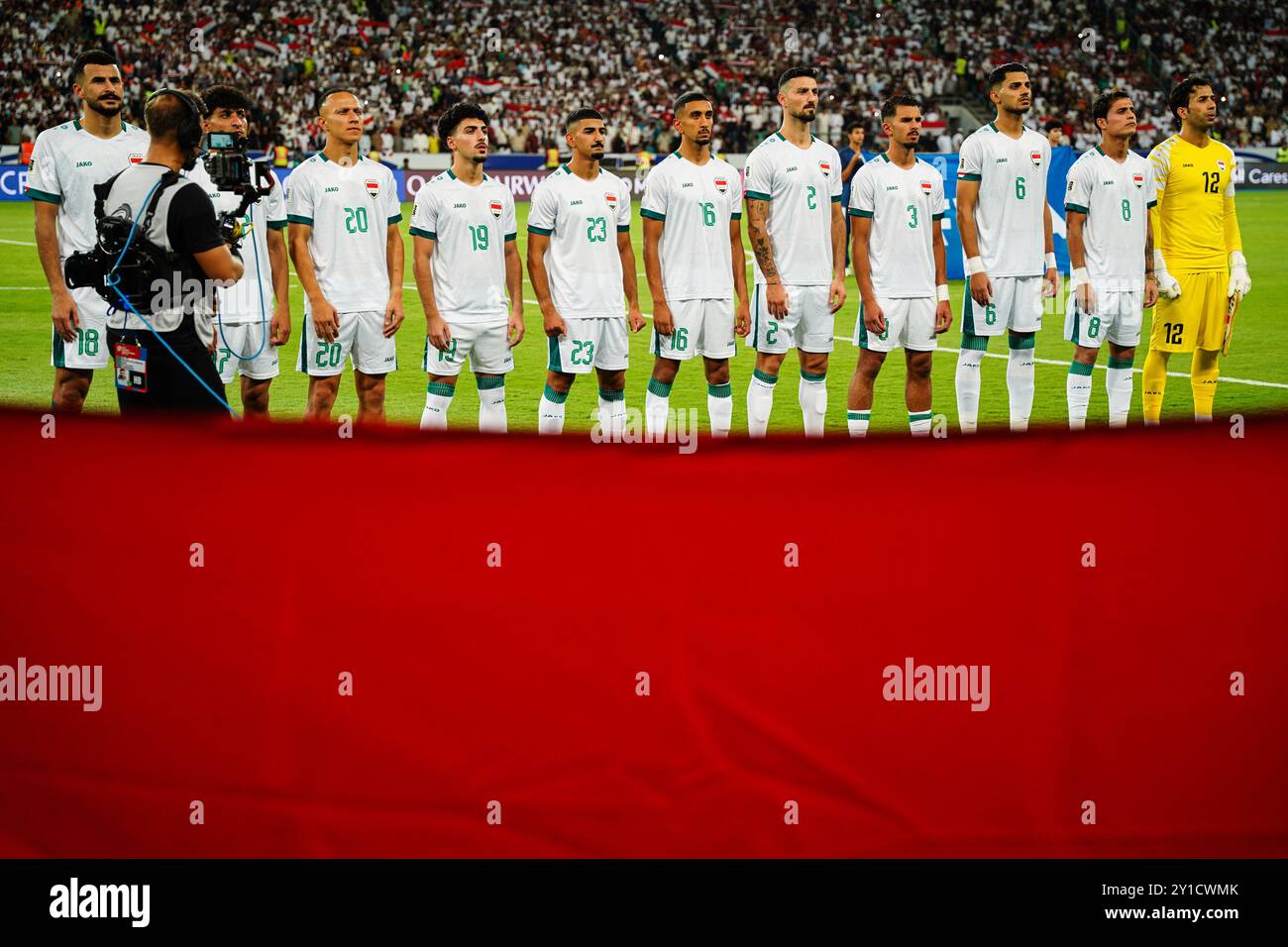 Basra, Iraq. 05th Sep, 2024. Iraqi players stand during the national ...