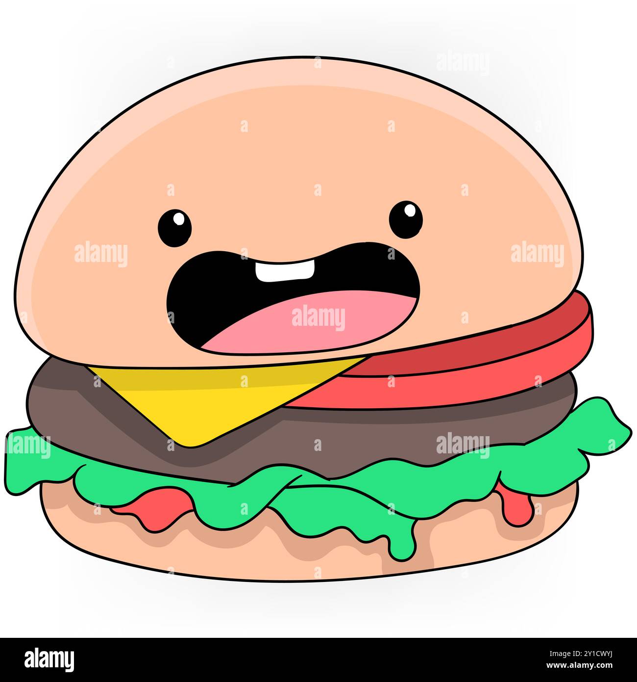 vector, illustration, food, cartoon, character, hamburger, burger, art ...