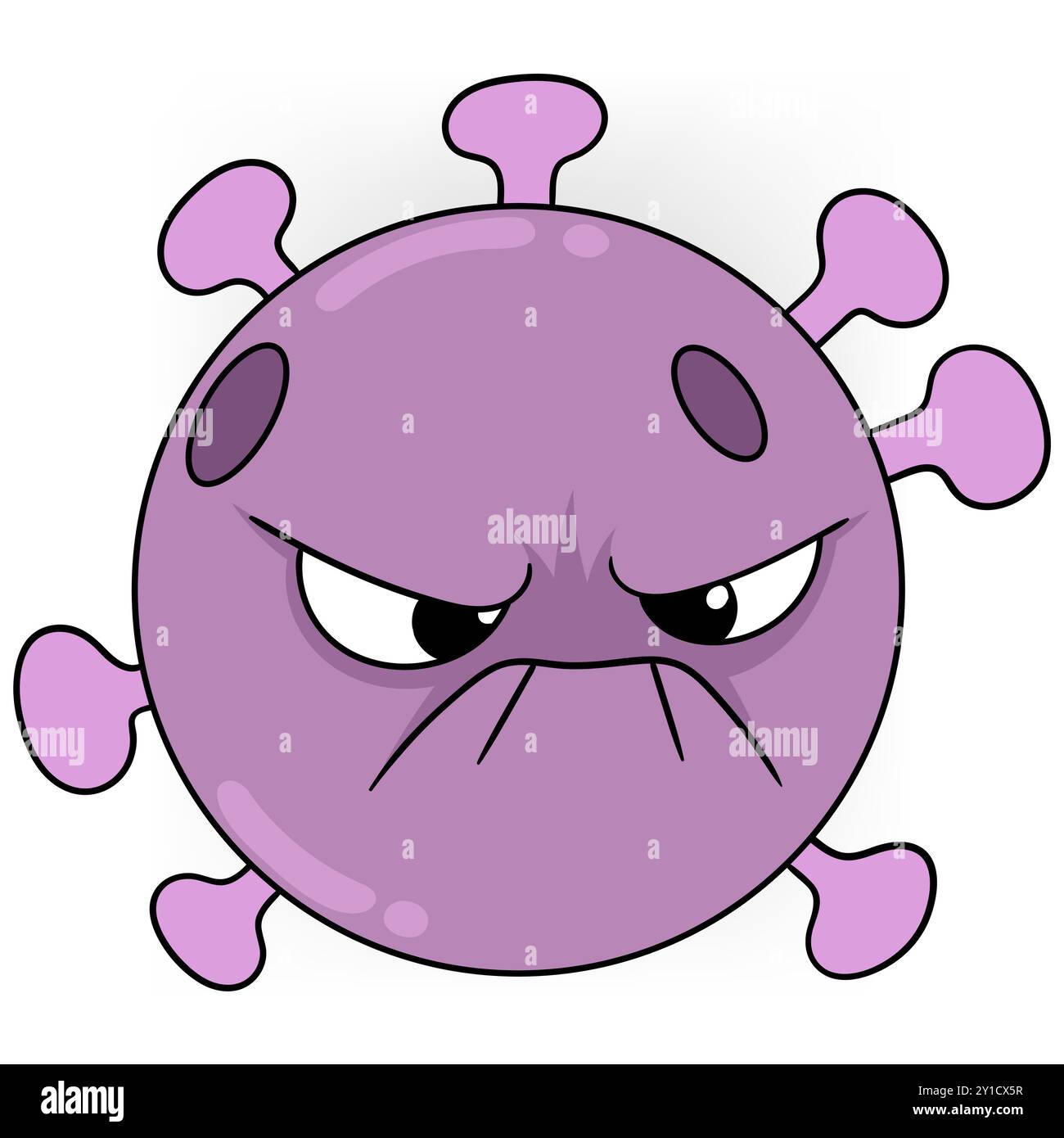 An animated depiction of an angry virus with a purple body and pink ...