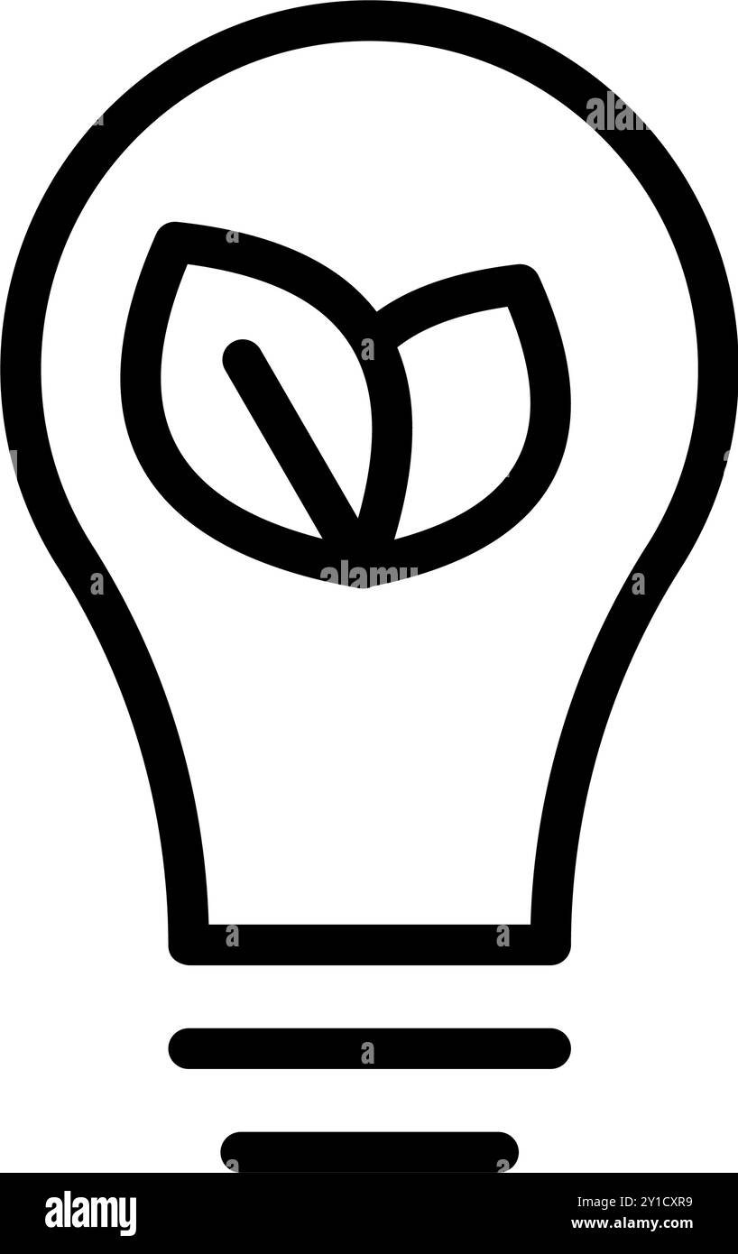 Icon line bulb ecology, bulblight and leaf, nature, go green, save ...