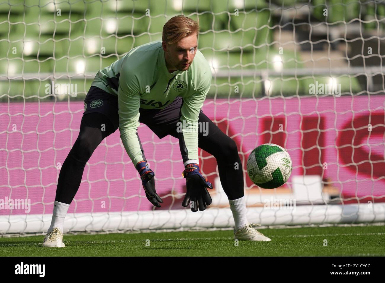 Republic of Ireland goalkeeper Caoimhin Kelleher during a training ...