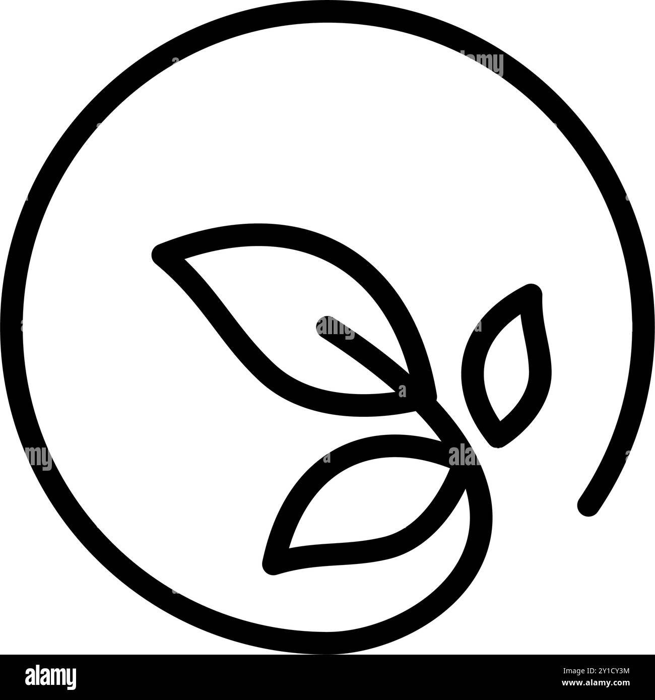 Icon line circle leaf ecology, nature go green and save earth. Editable ...
