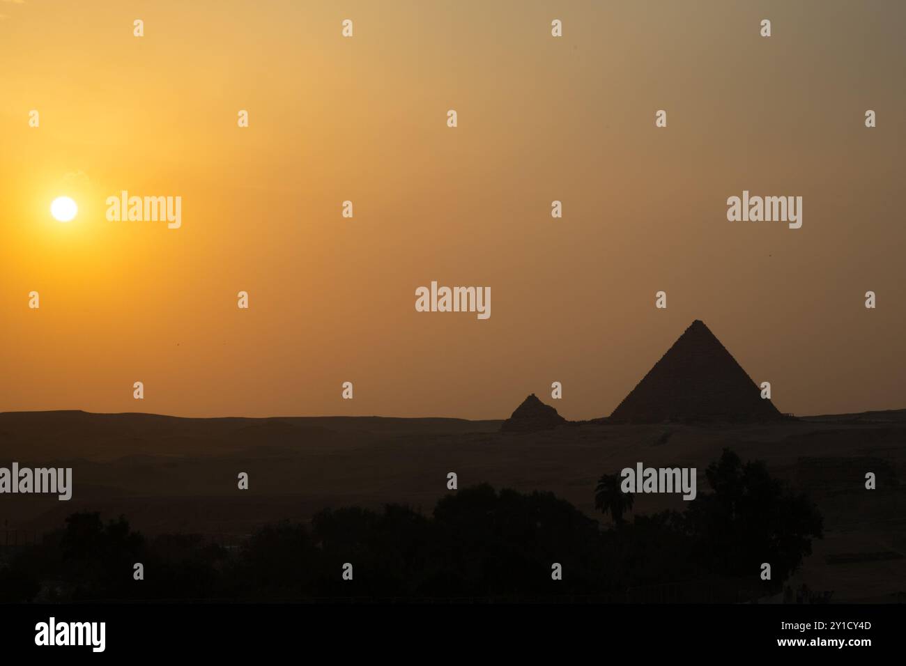 Giza Pyramid Complex at amazing sunset - Cairo, Egypt Stock Photo - Alamy