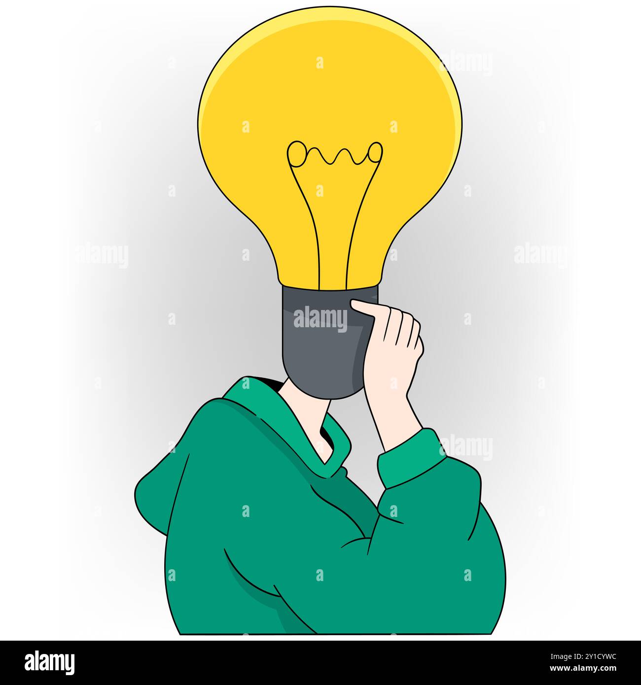 A cartoon style illustration depicting the concept of a creative idea ...