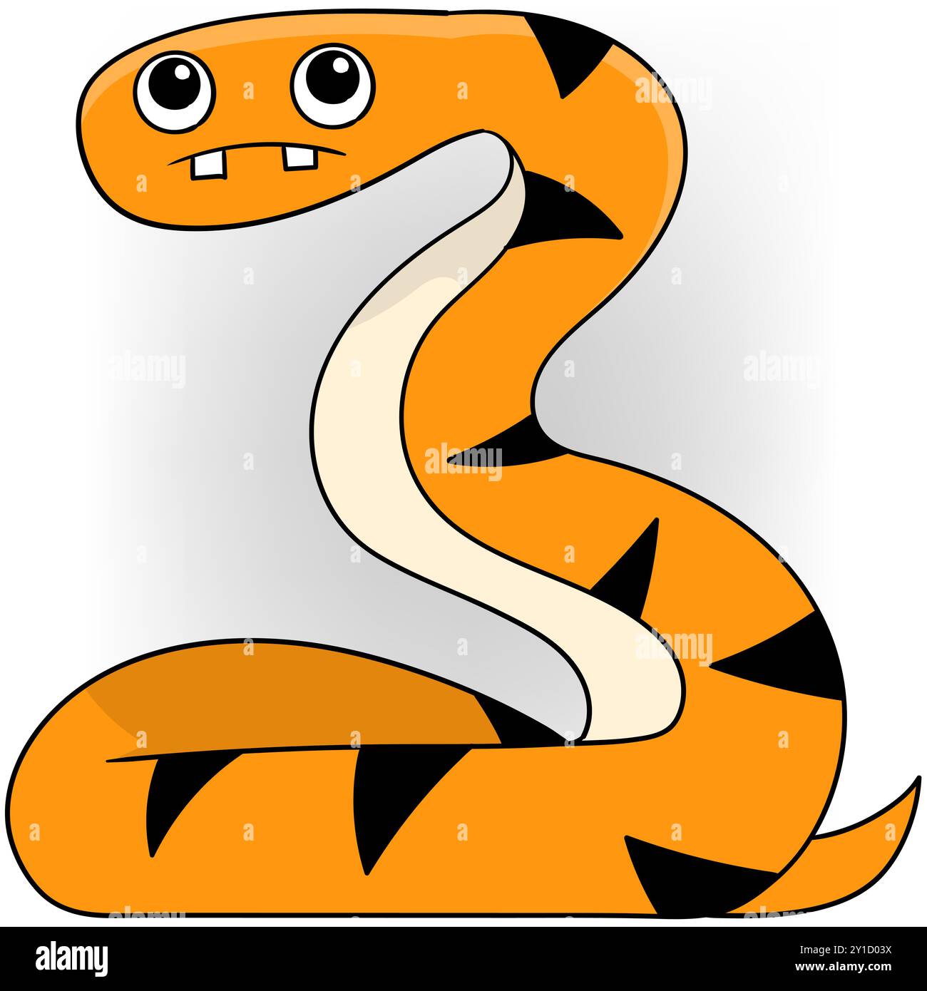 An illustration of a cartoon snake with an orange body and black ...