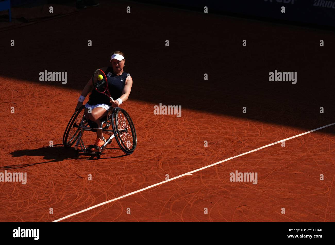 Aniek van Koot of the Netherlands in action against China's Ziying Wang ...