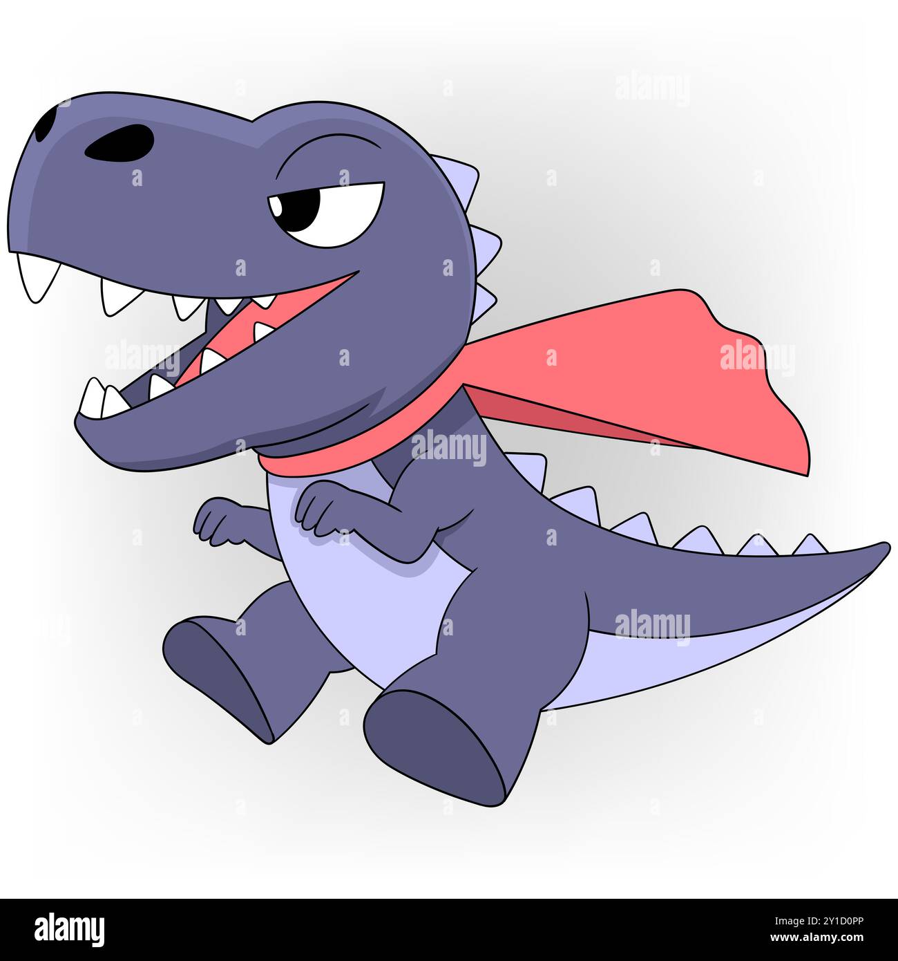 cute cartoon character doodle, t-rex is flying wearing a scarf Stock ...