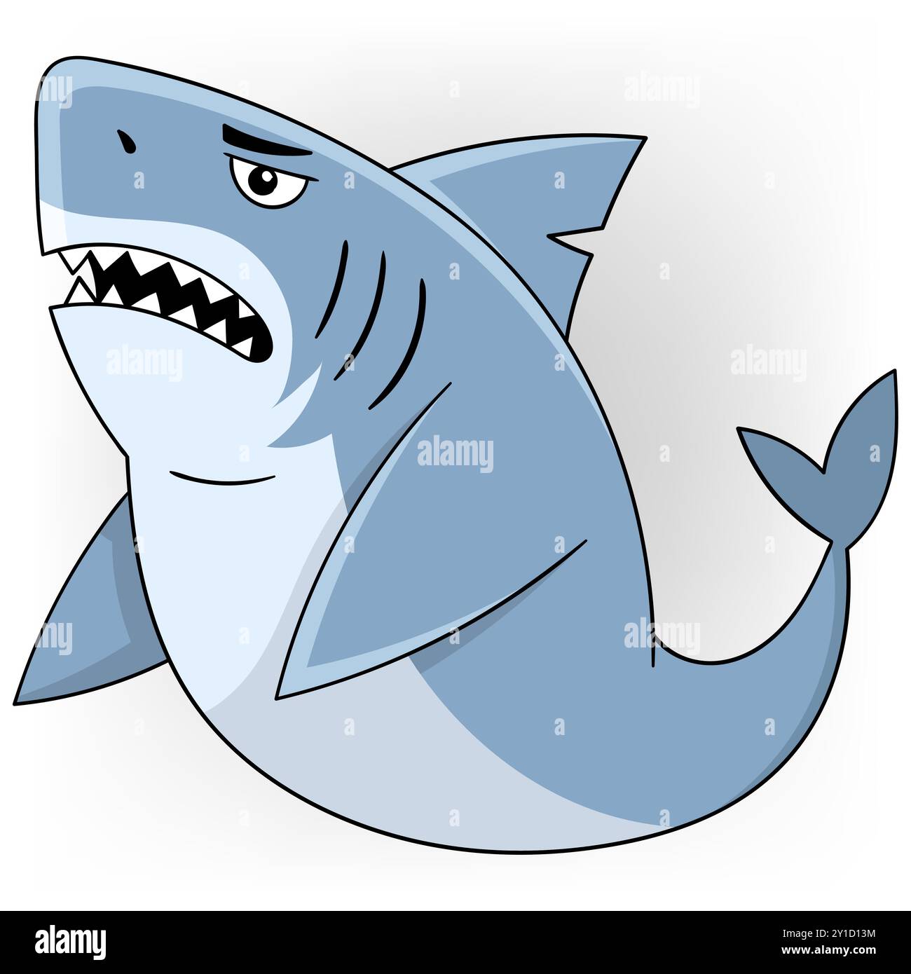 doodle cartoon illustration of animal, shark with sad face because ...