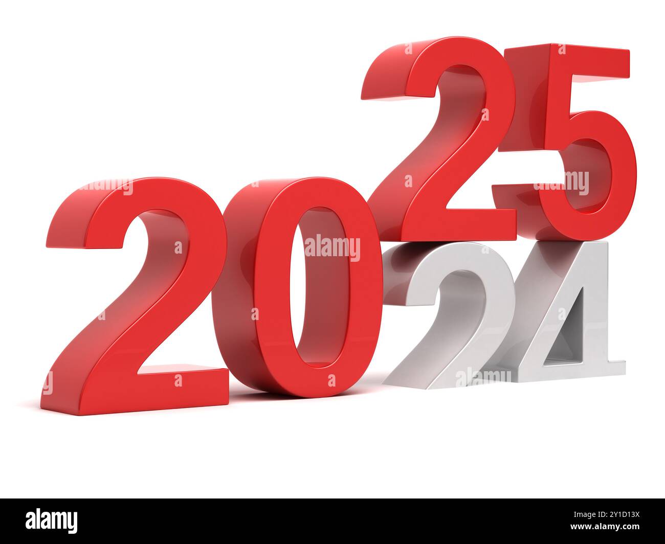 Transition from 2024 to 2025 in red and white numbers Stock Photo - Alamy
