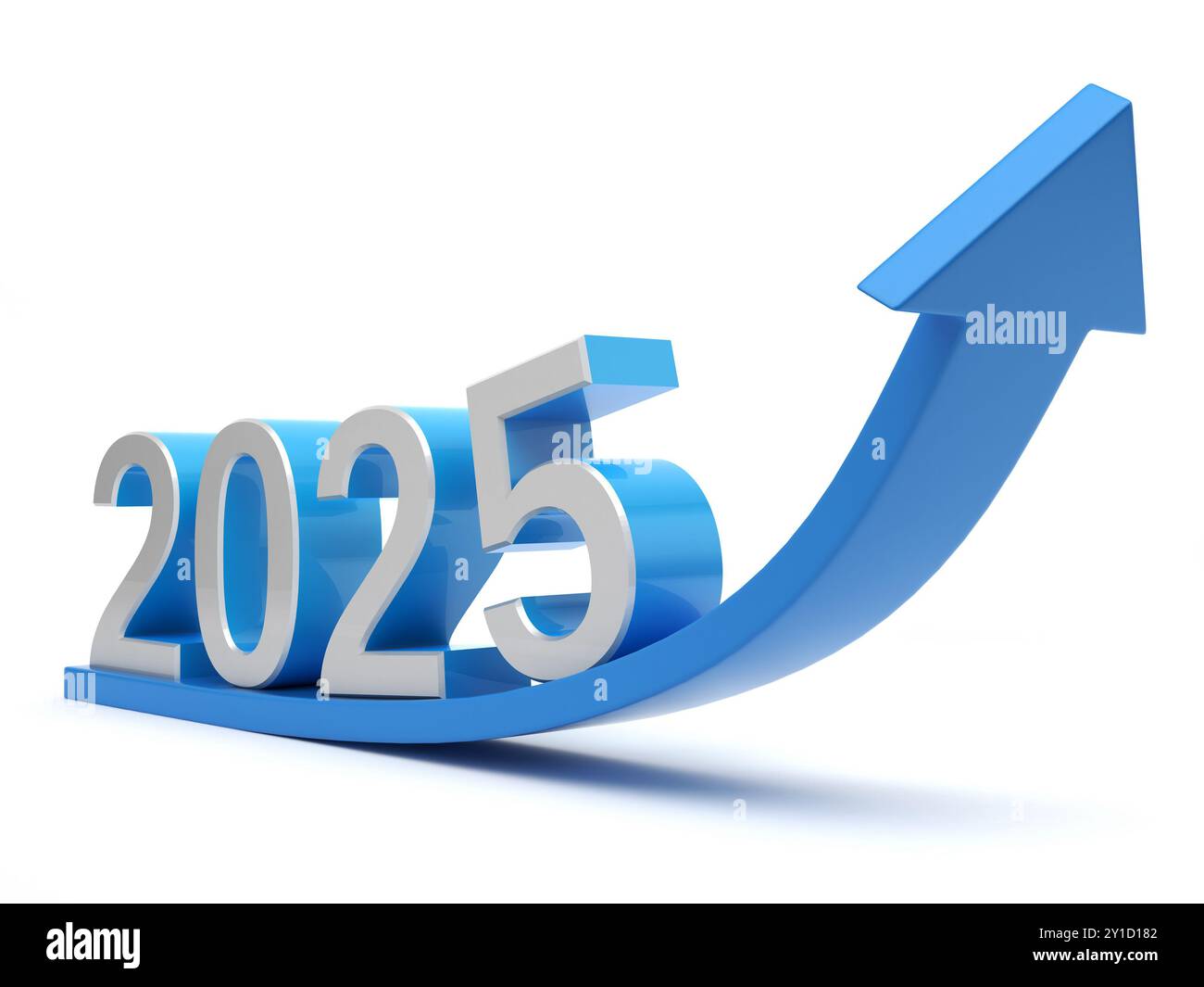 2025 number with an upward blue arrow symbolizing growth, progress, and ...
