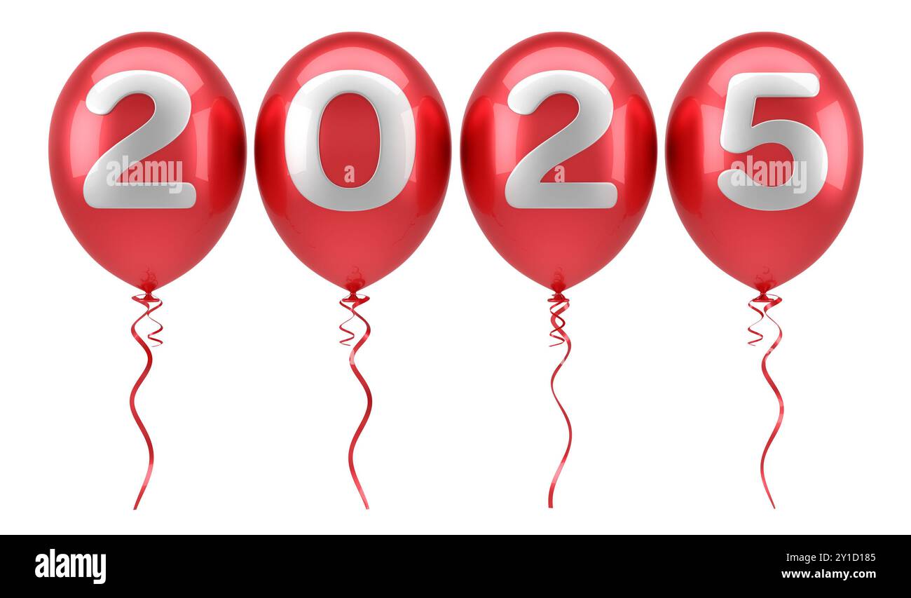 Red new year 2025 balloons hi-res stock photography and images - Alamy